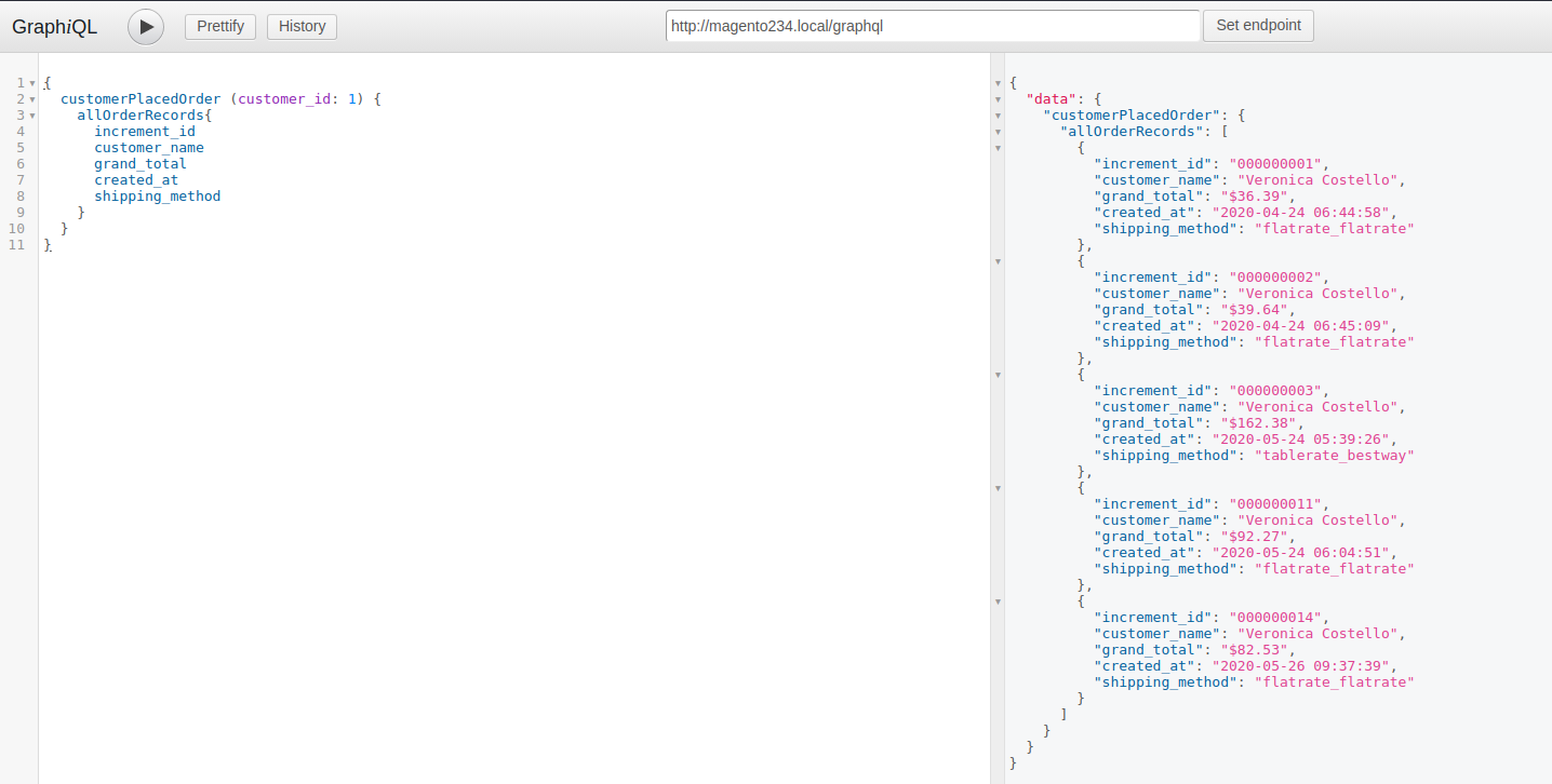 How to get customer order detail using GraphQl in Magento 2?