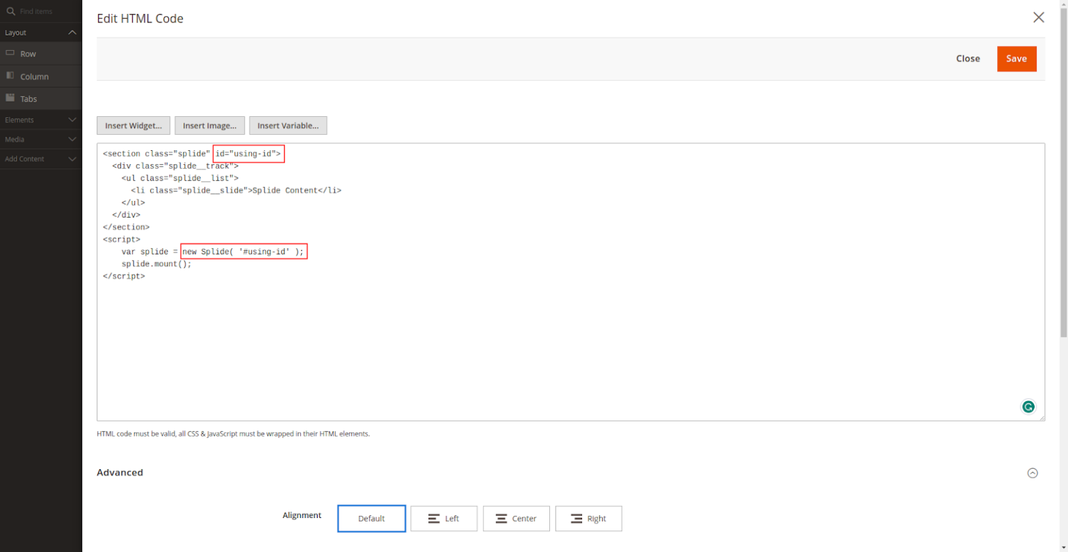 How to create a Splide js custom slider in Hyva themes?