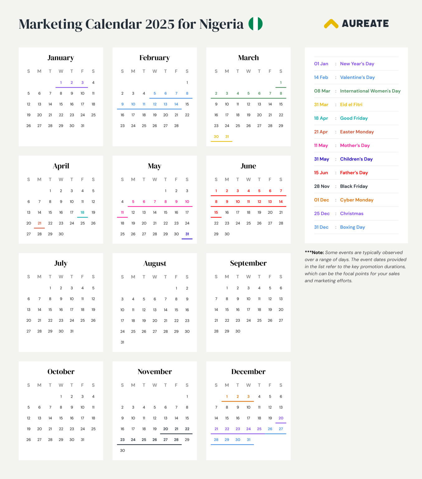 Marketing Calendar 2025 for eCommerce Stores [Country-wise]