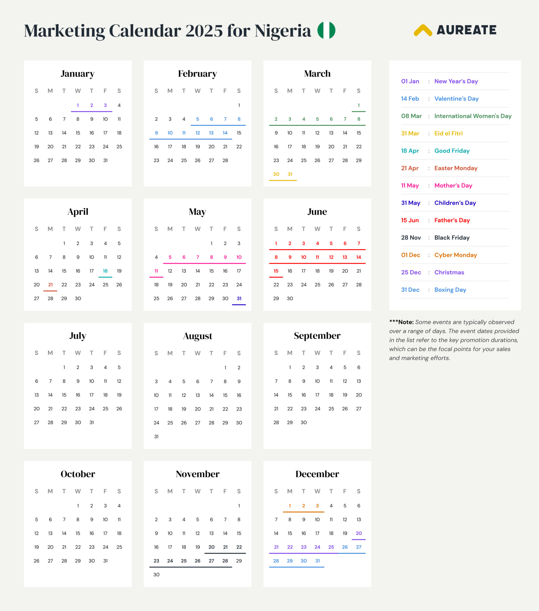 Marketing Calendar 2025 for eCommerce Stores [Country-wise]